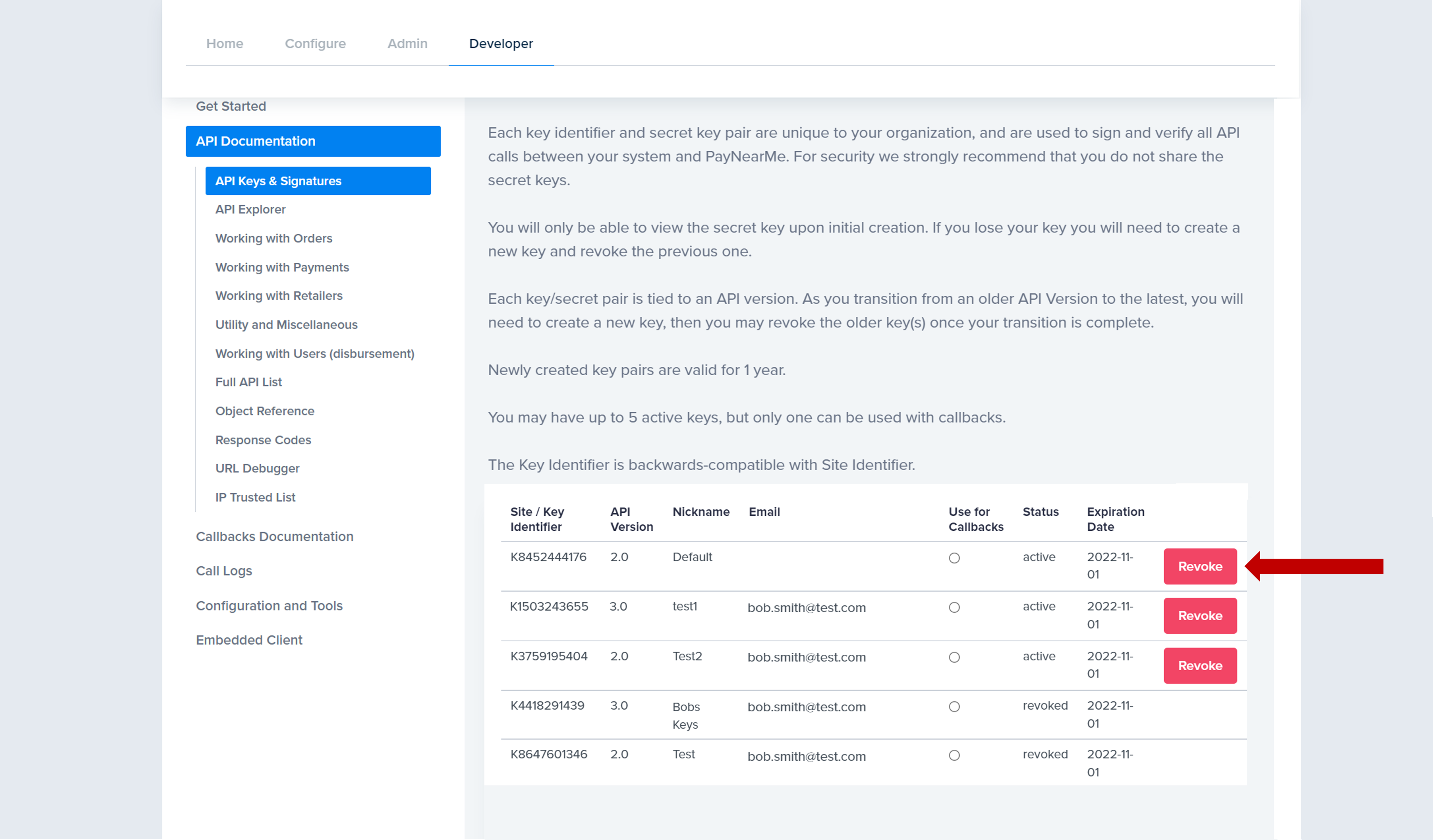 API Key Rotation - Manual Process and API Procedure – PayNearMe Support Center